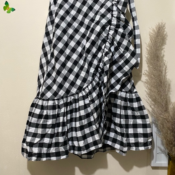 J. Crew | Skirts | Jcree Black And White Ruffled Checked Wrap Skirt ...